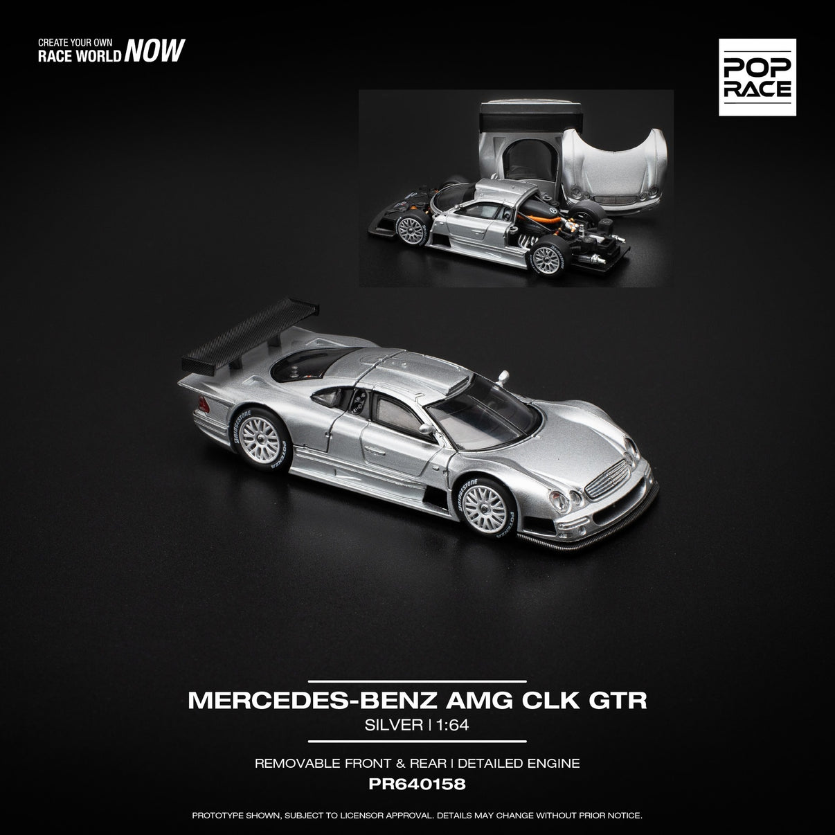 POPRACE PR640158 MERCEDES-BENZ AMG CLK GTR - SILVER – Rhyno`s Die Cast ...
